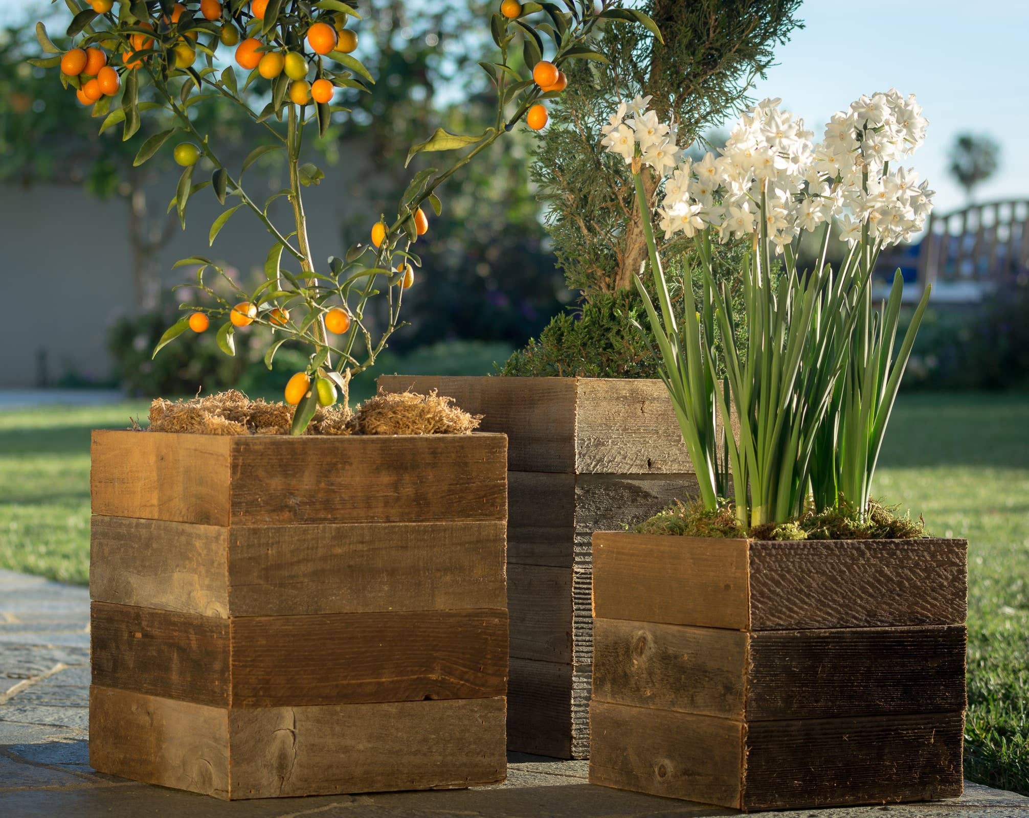 Barn Wood Planter Boxes Rustic Wood Planter Boxes (Set Of 2)